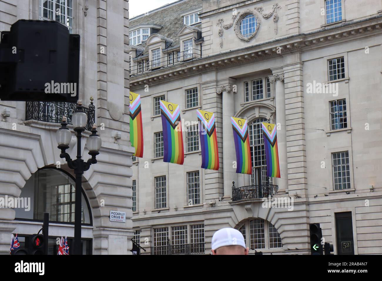 Pride flags hanging above Regent Street Stock Photo - Alamy