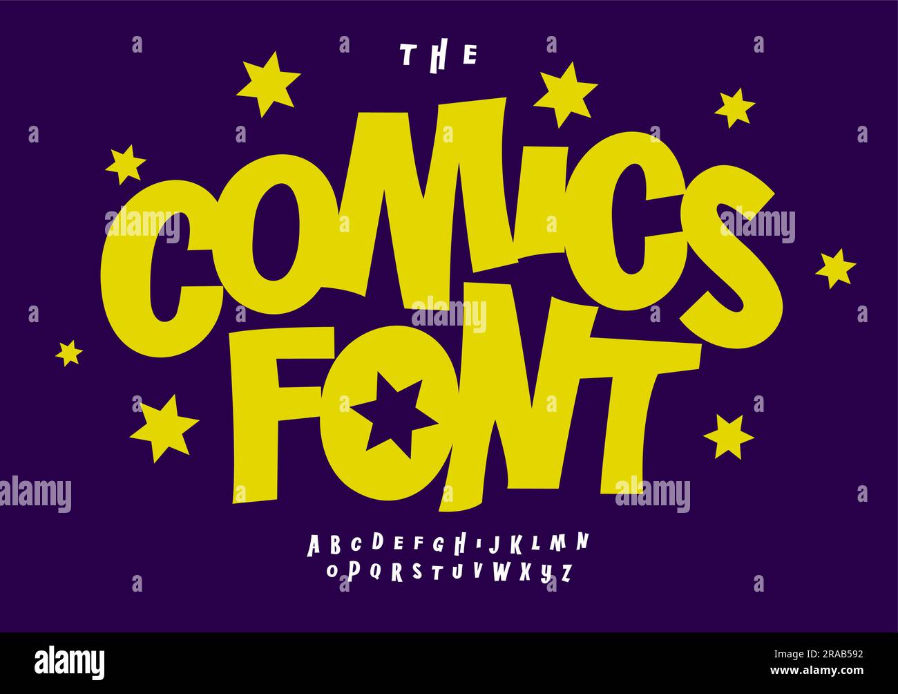 Expressive alphabet, playful energetic letters for dynamic comic design ...