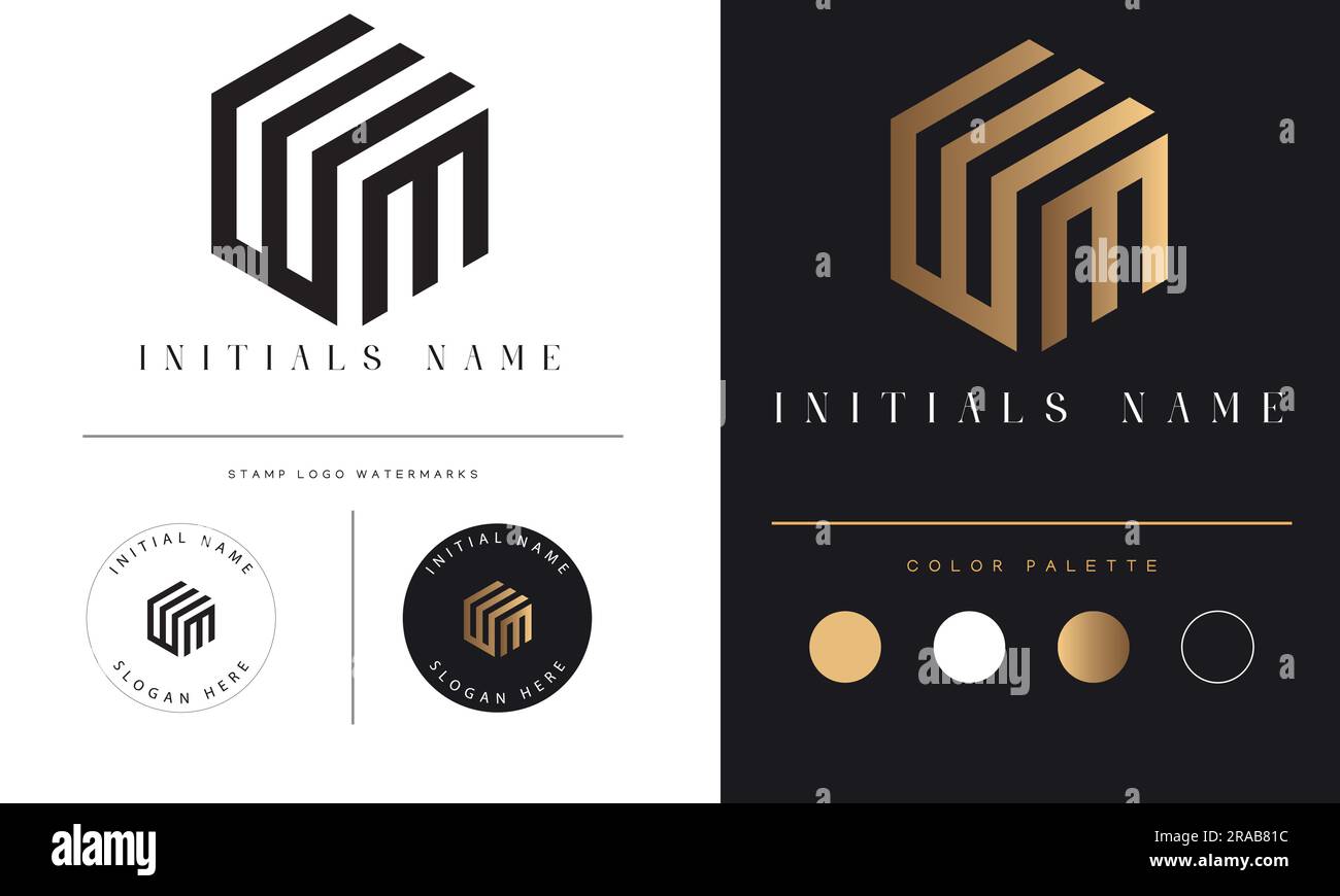 Luxury WM or MW Initial Monogram Text Letter Logo Design Stock Vector ...