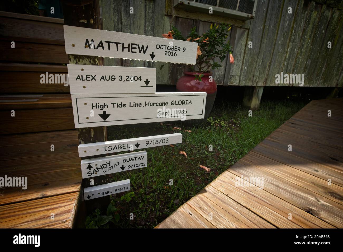 UNITED STATES - June 2023: Signs pointing out high water marks from ...