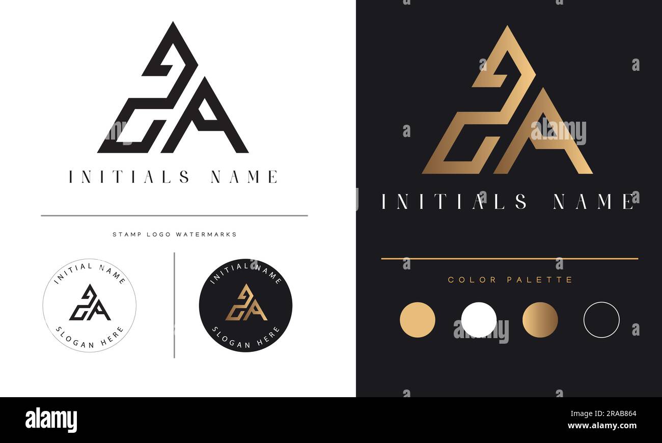 Luxury ZA or AZ Initial Monogram Text Letter Logo Design Stock Vector Image & Art - Alamy