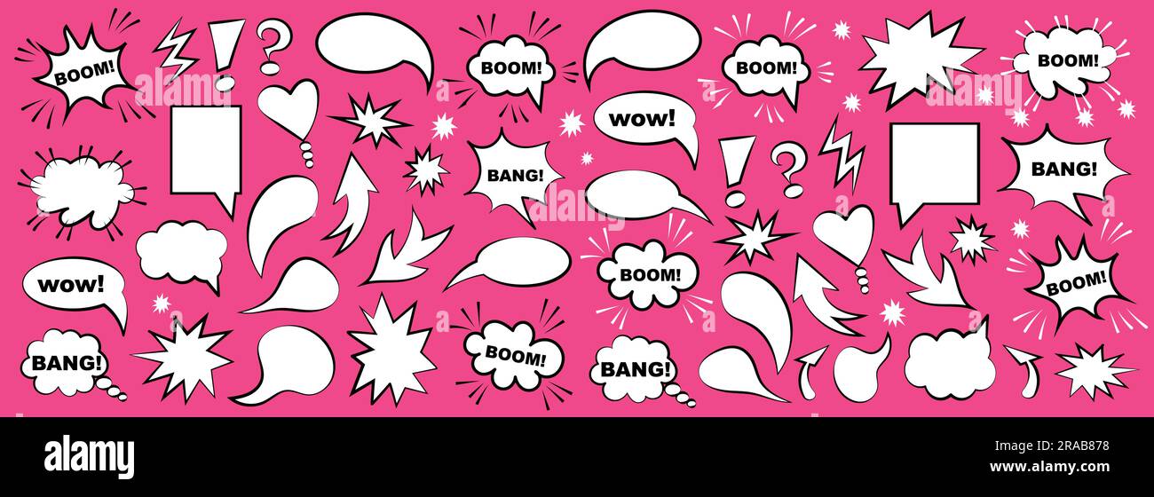 Set of speech bubbles. Set of blank template in Pop Art style. Vector ...
