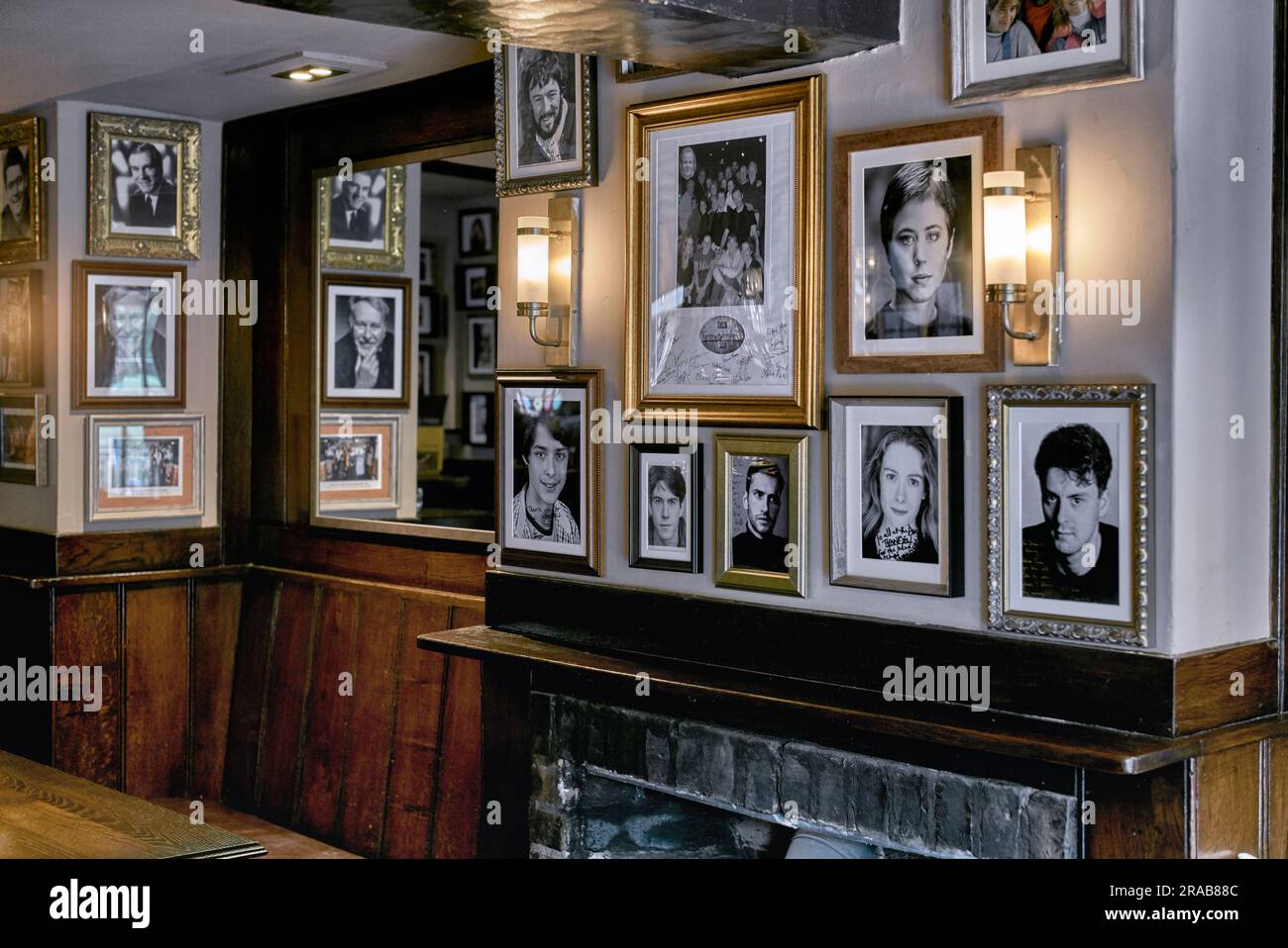 The Dirty Duck pub interior, Stratford upon Avon, with photographs of ...