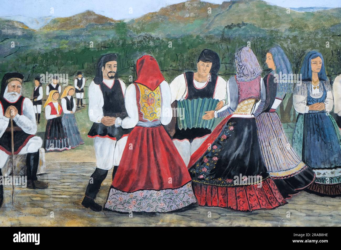 Traditional Sardinian murals depiciting old ways and traditions and ...