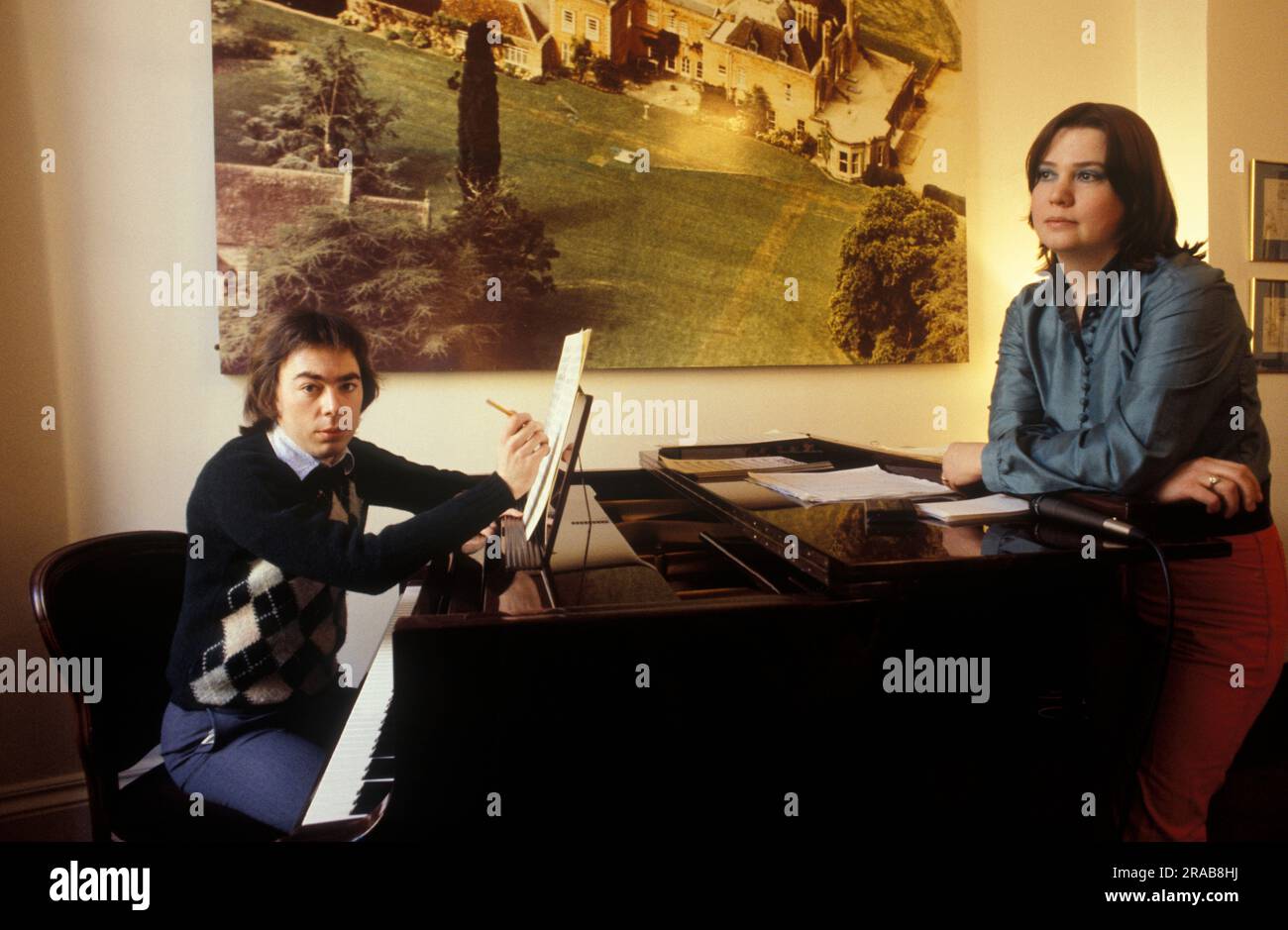 Andrew Lloyd Webber at home Eaton Place London.1981 with first wife ...
