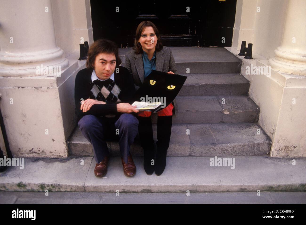 Andrew Lloyd Webber and Sarah Hugill his first wife sitting on the ...