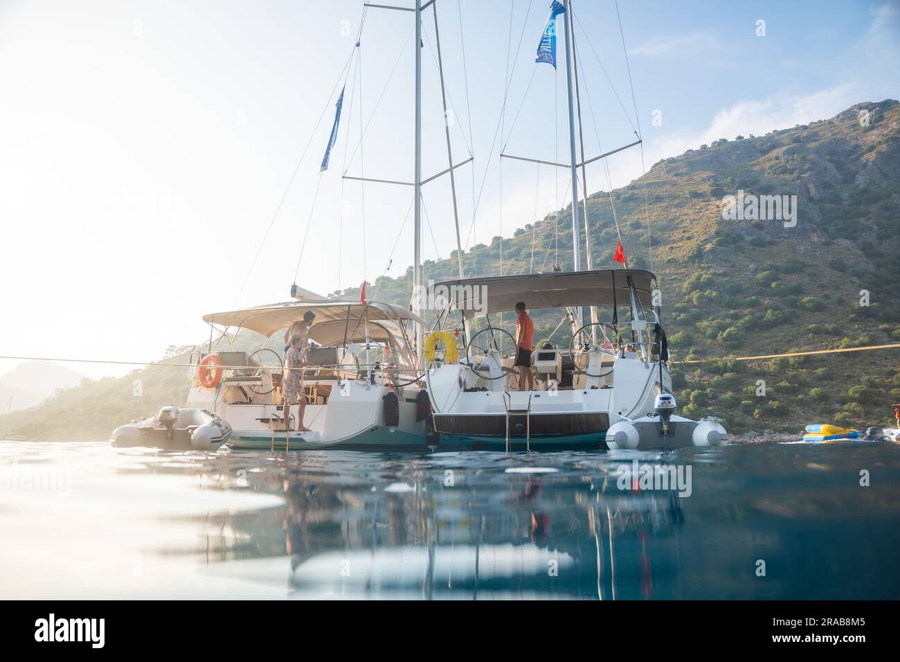 Fethiye, Turkey - June 6, 2023: Yachts and boats mooring near Gemiler ...