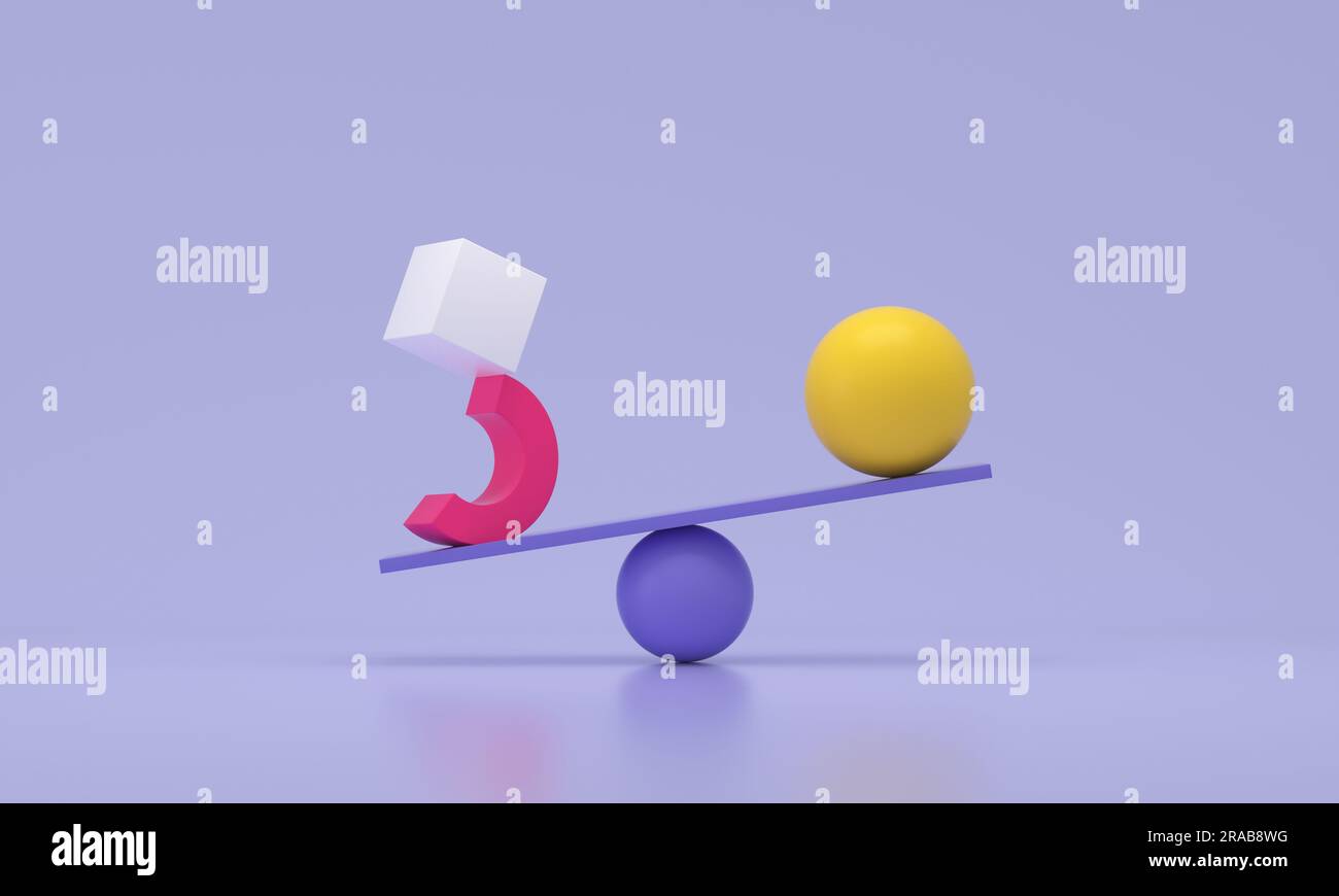 Colored geometric shapes. Balance concept. 3d rendering Stock Photo - Alamy