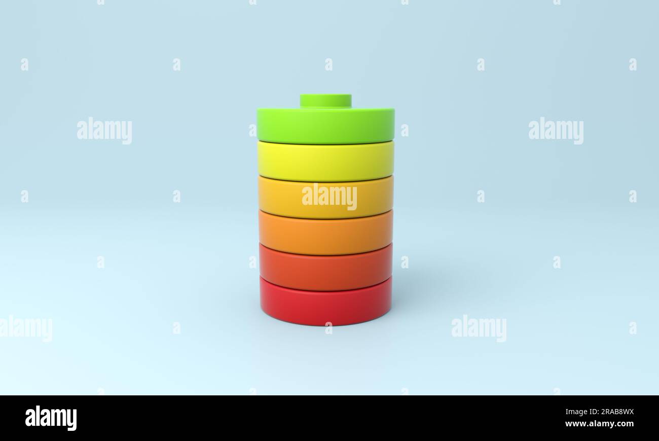 Battery charging. Battery level. Progress change concept. 3D rendering ...