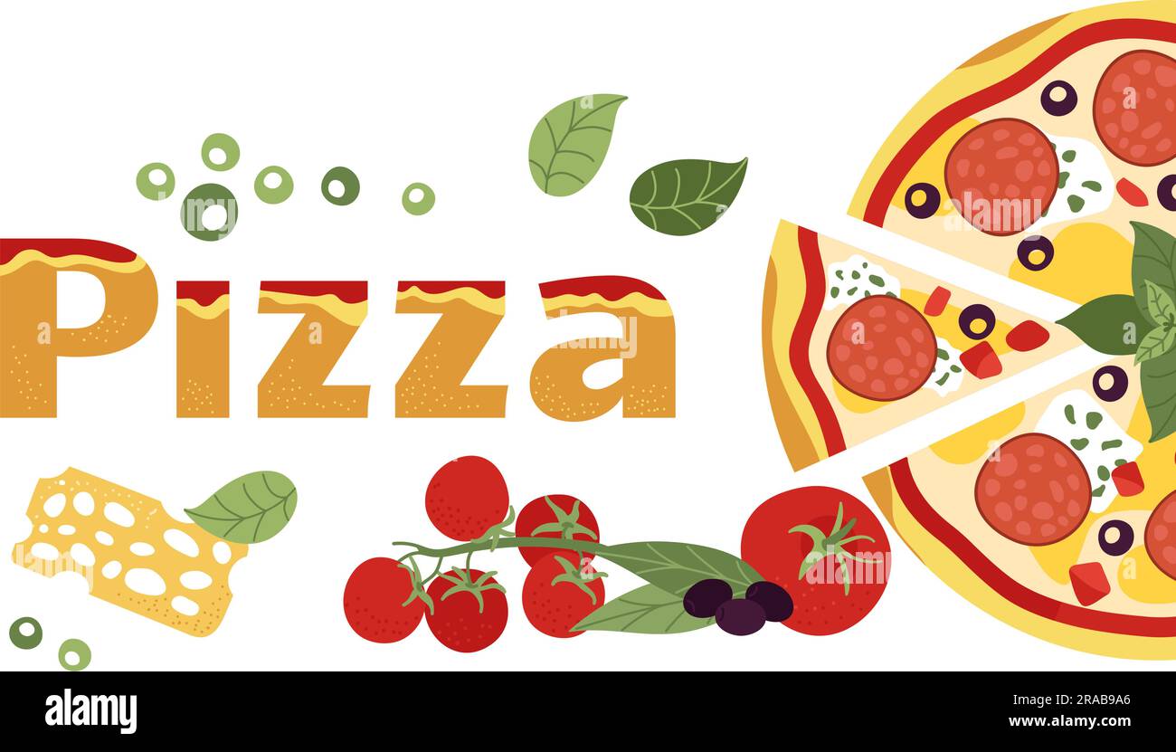 Pizza background, italy pizzeria delivery service banner design. Fresh ...
