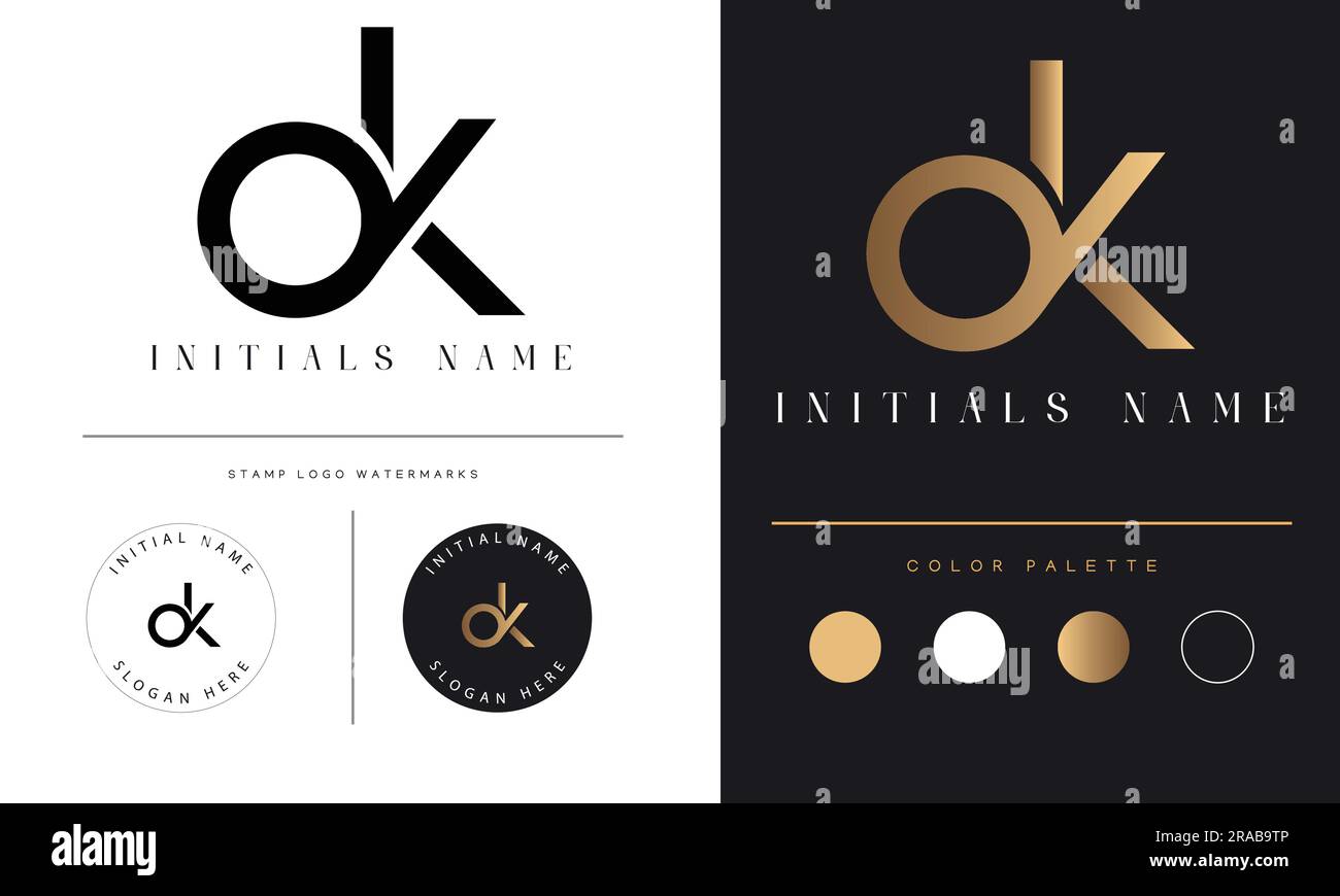 Luxury DK or KD Initial Monogram Text Letter Logo Design Stock Vector ...