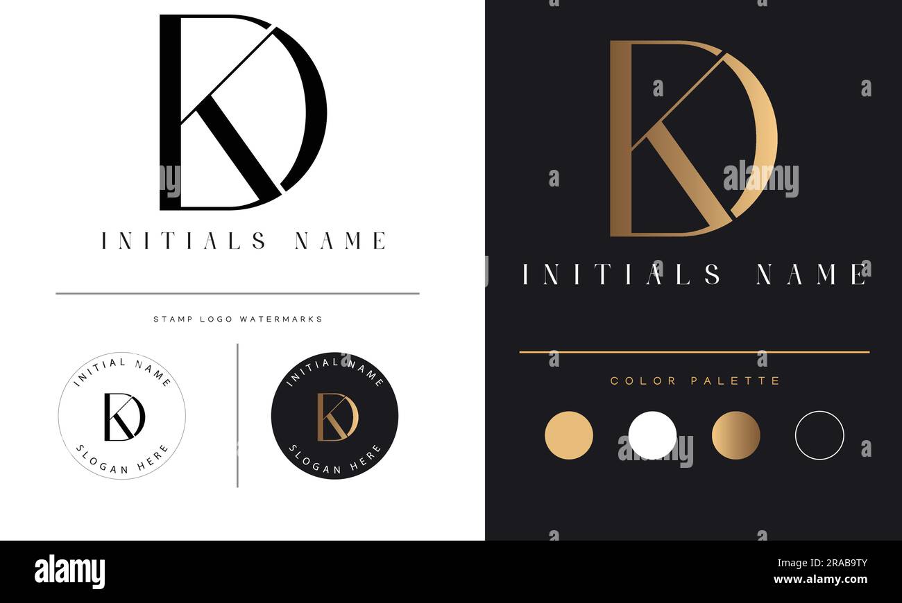 Luxury DK or KD Initial Monogram Text Letter Logo Design Stock Vector ...