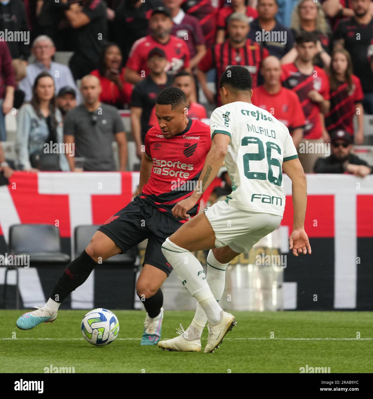 Curitiba, Brazil. 02nd July, 2023. Vitor Roque in the dispute with ...
