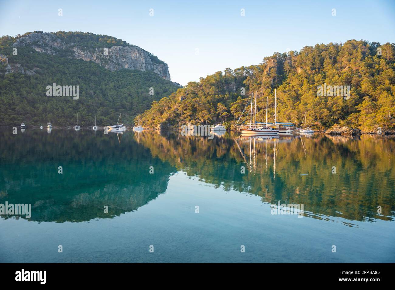 Gocek, Turkey - June 5, 2023: Beautiful sea coast near Cleopatra Bath ...