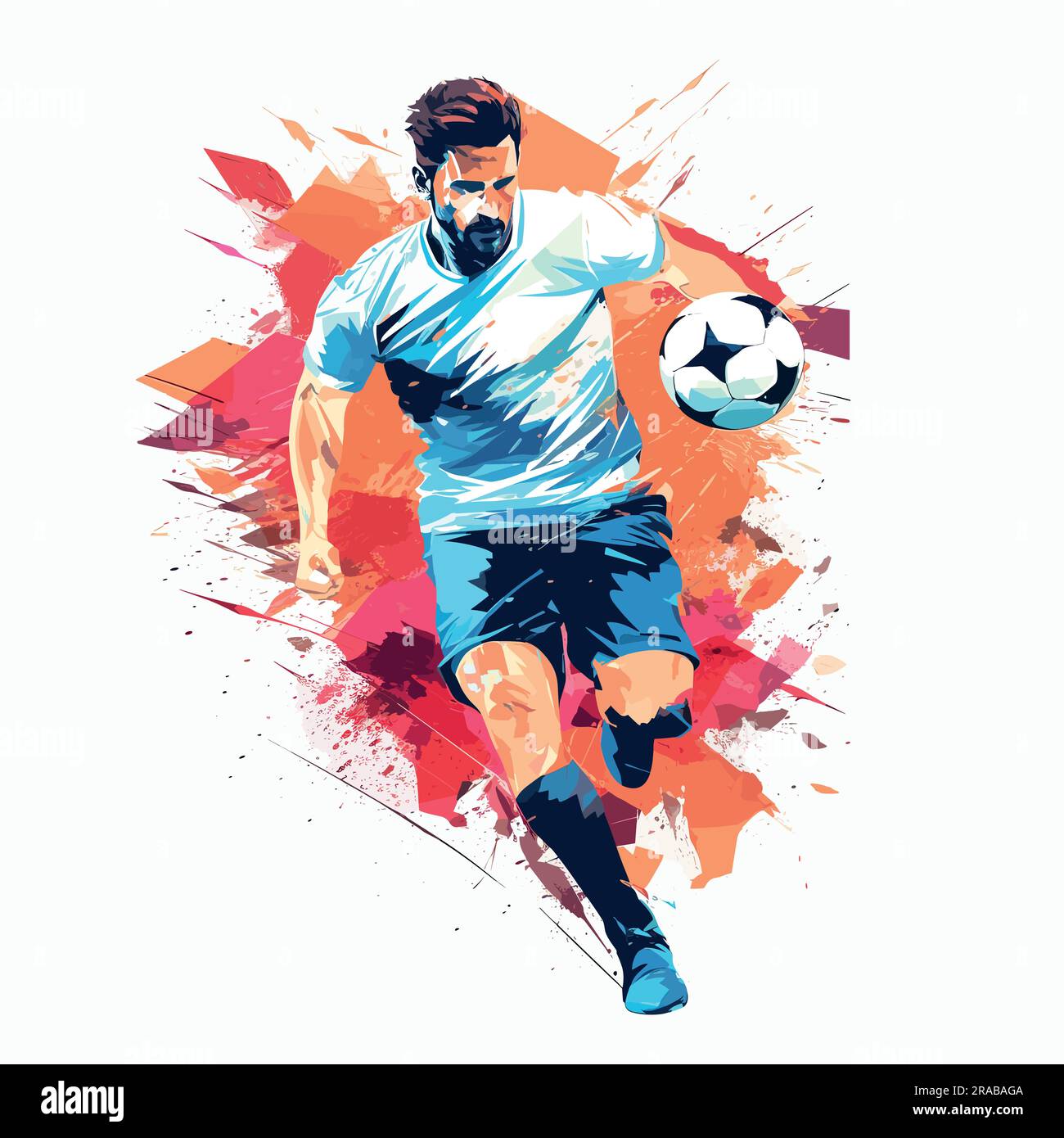 Soccer player running with ball, isolated ink vector illustration Stock ...