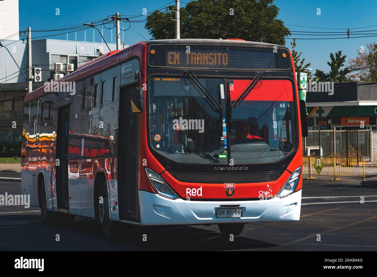 Santiago, Chile - February 23 2023: a public transport Transantiago, or ...