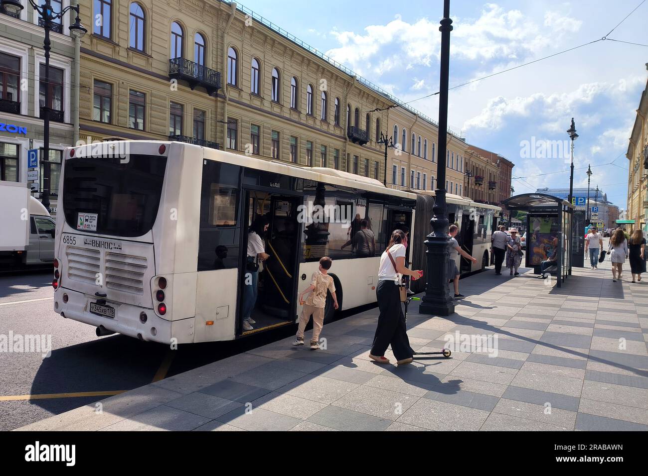 Russian Federation. Saint-Petersburg. The city center. Bus stop Stock ...