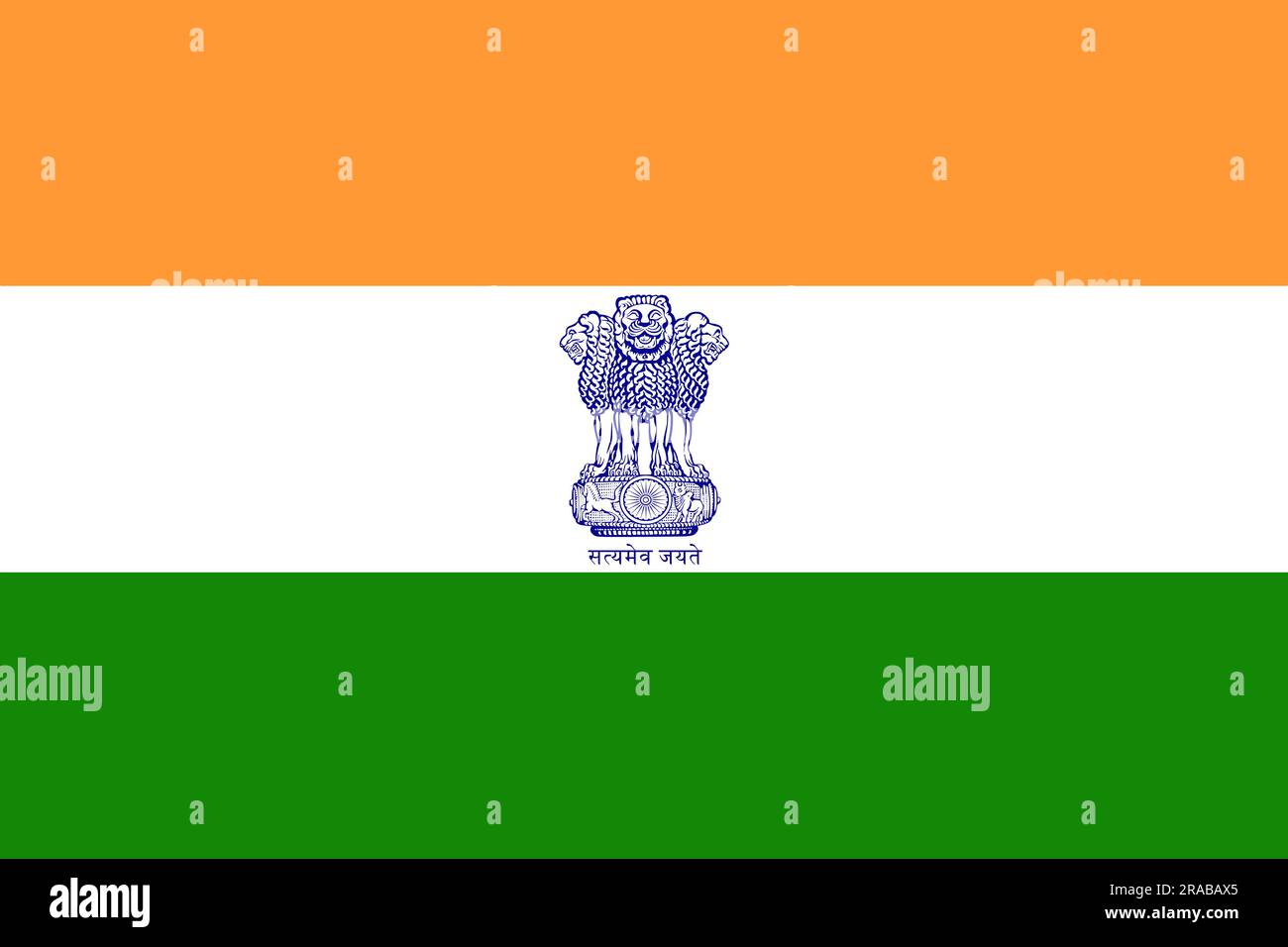 The official current flag and coat of arms of the REPUBLIC OF INDIA ...