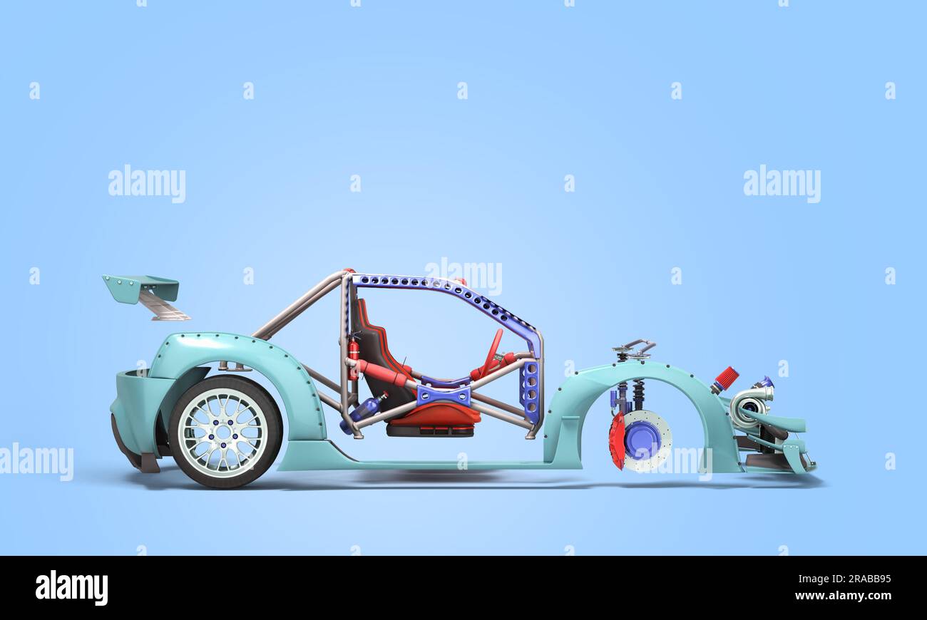 Sport car custom upgrade kit set of details for body and engine 3d ...