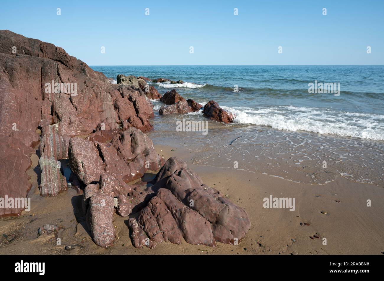 Millions of years old rocks at end of Freshwater East beach on the ...