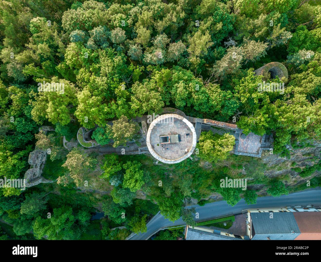 Aerial view of Tocnik and Zebrak castles on opposite hillsides in ...