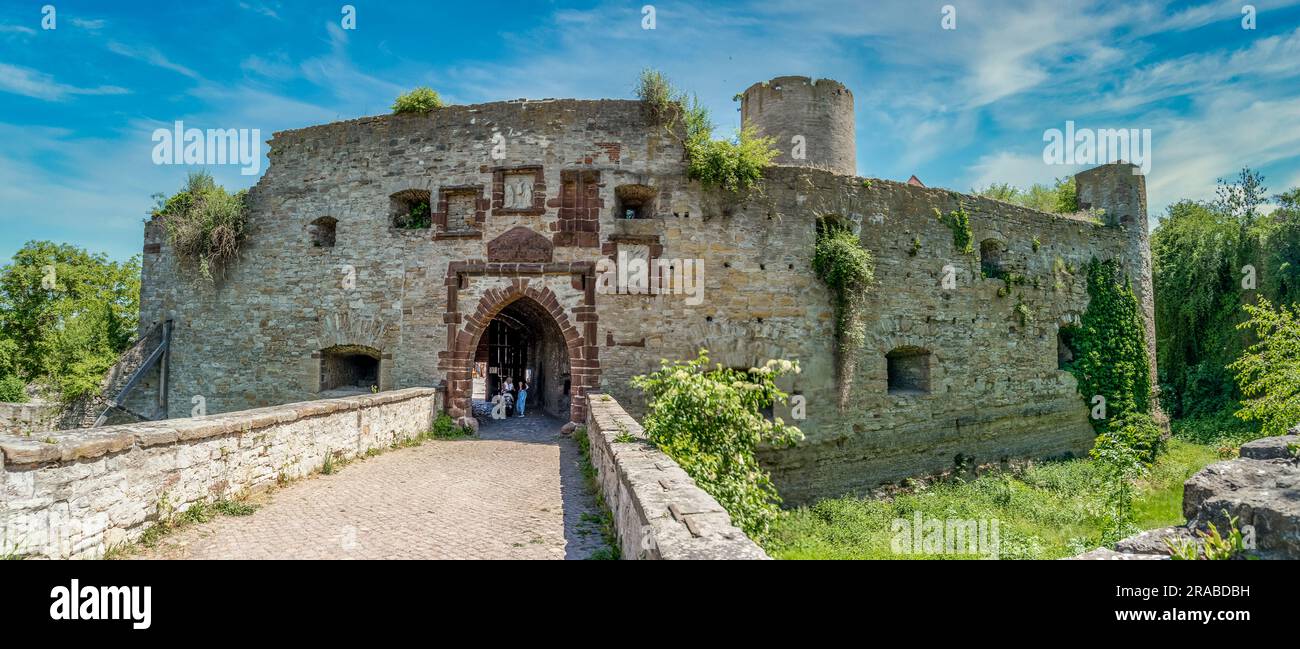 Aerial view of Querfurt castle with renaissance gun platform bastions ...