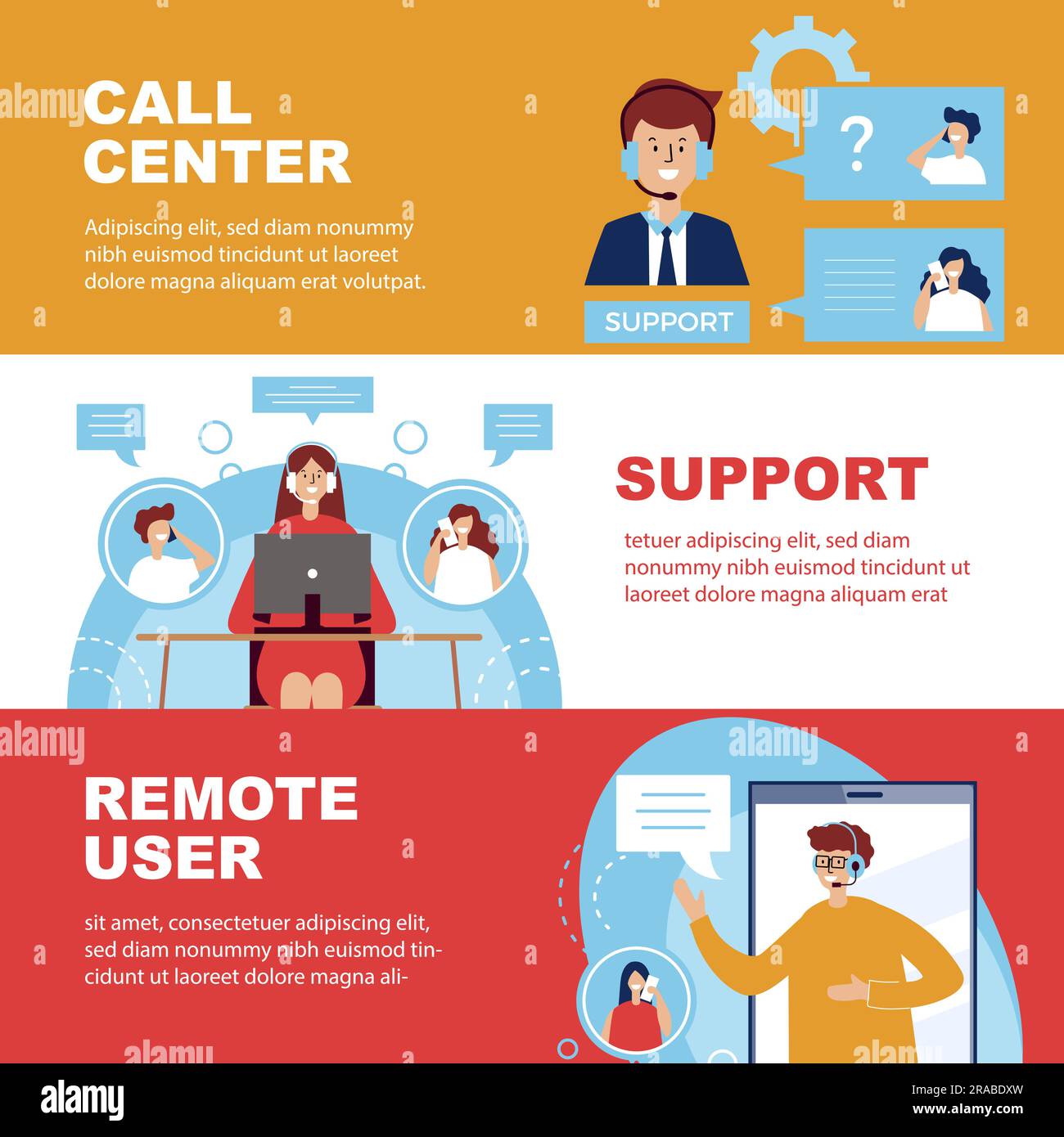 Call center. banners with distance support operators in call center Stock Vector Image & Art - Alamy