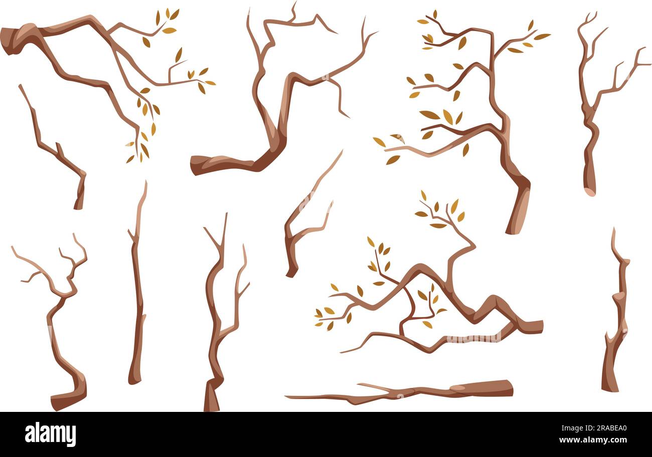 Branches. Wooden tree branches in cartoon style exact vector ...