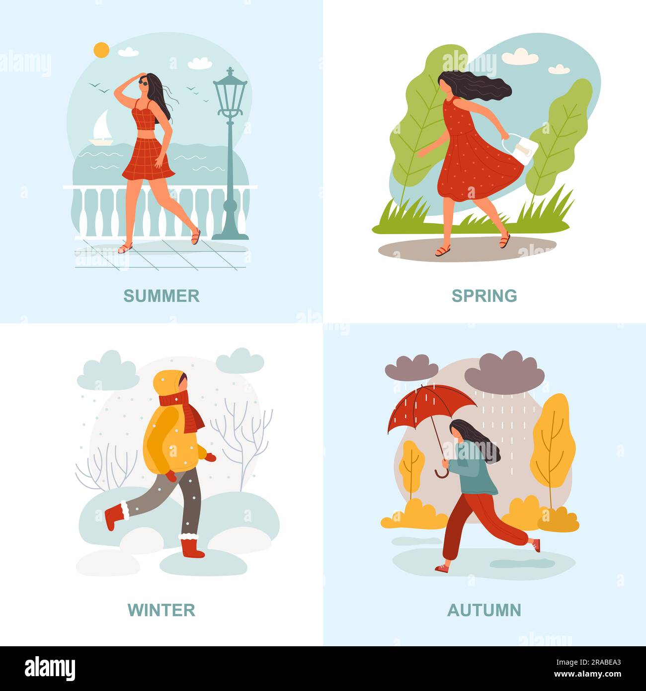 The four seasons scenery Stock Vector Images - Alamy