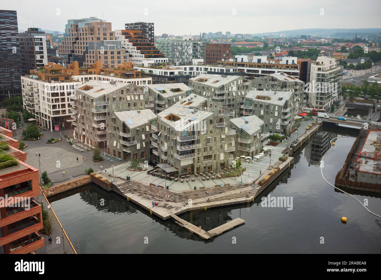 Oslo, Norway, June 20, 2023: Luxury, waterfront apartment buildings ...