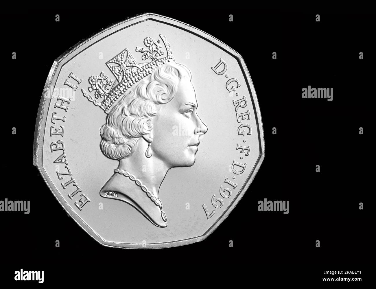 1997 United Kingdom 50 pence coin with Raphael Makloufs coin portrait ...