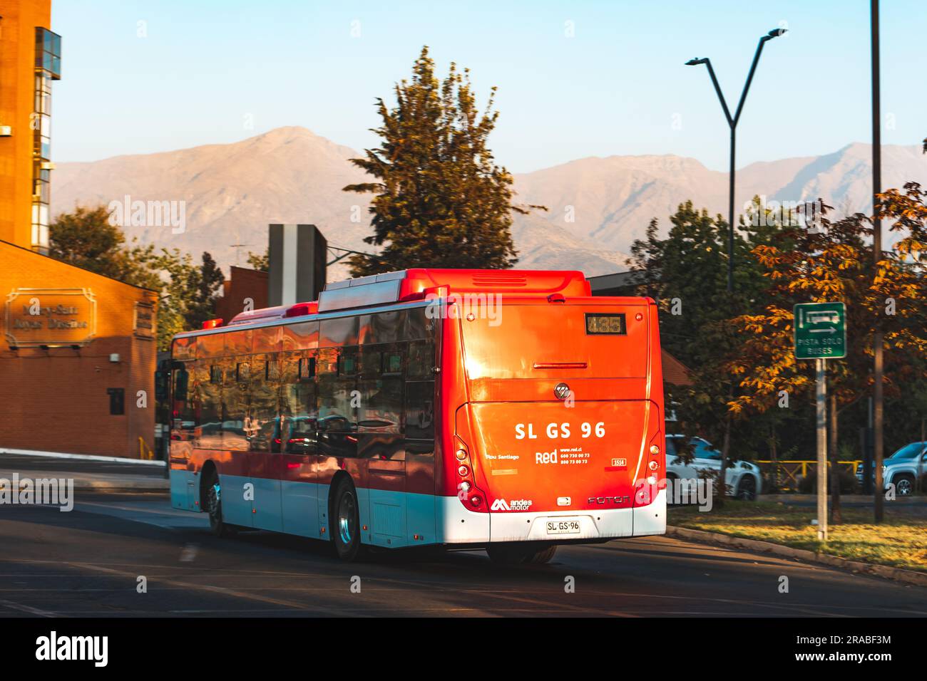 Santiago, Chile - February 24 2023: a public transport Transantiago, or ...