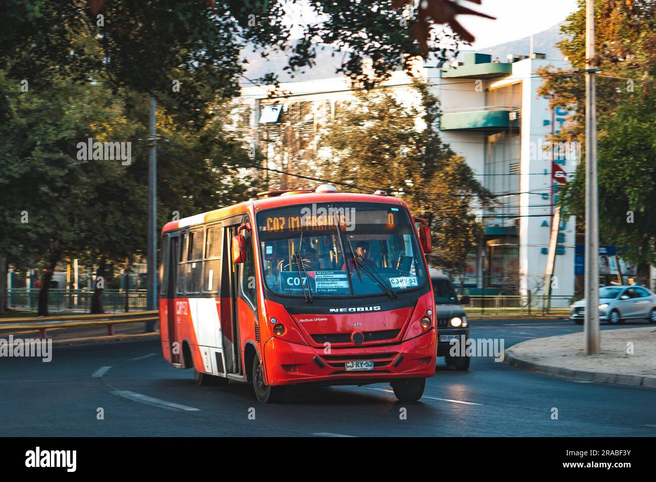 Santiago, Chile - February 24 2023: a public transport Transantiago, or ...