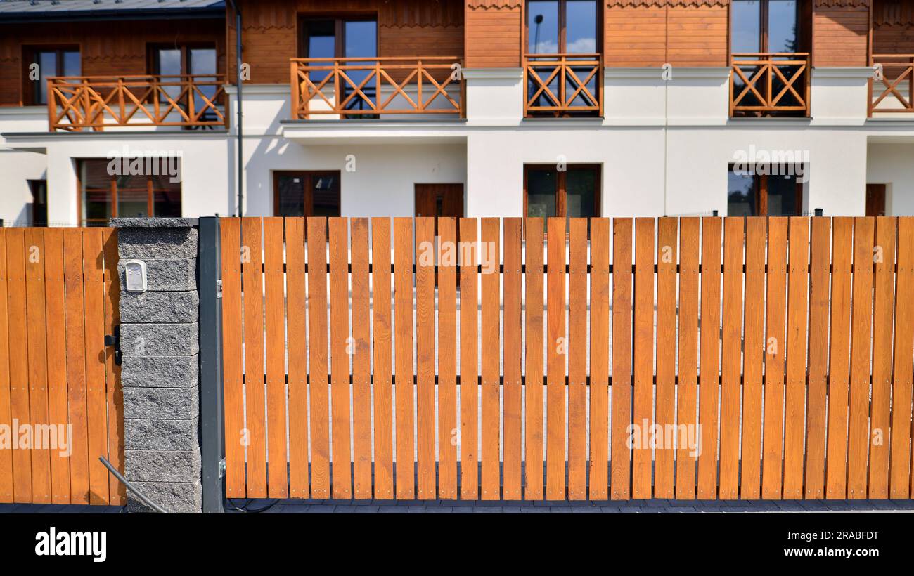 Single family residential apartment building exterior with balconies ...