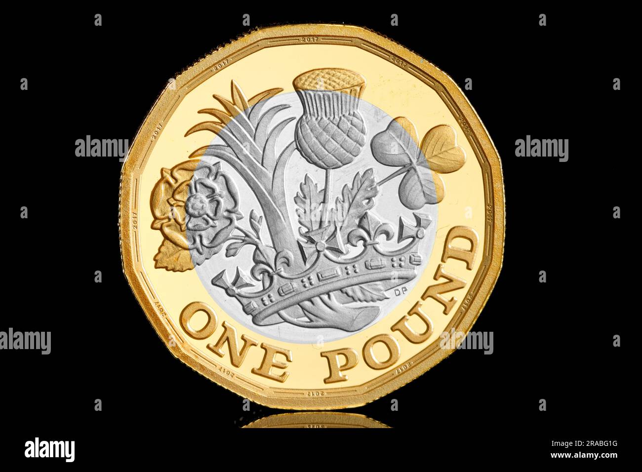 Reverse side of the new shaped 12 sided pound coin that features a ...