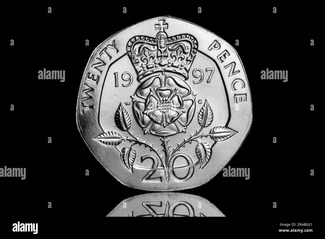 20 pence coin issued in the United Kingdom in 1997. The obverse ...