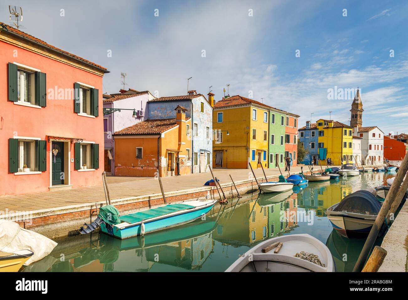 The Burano island near Venice, a canal with colorful houses, Italy, Europe Stock Photo - Alamy