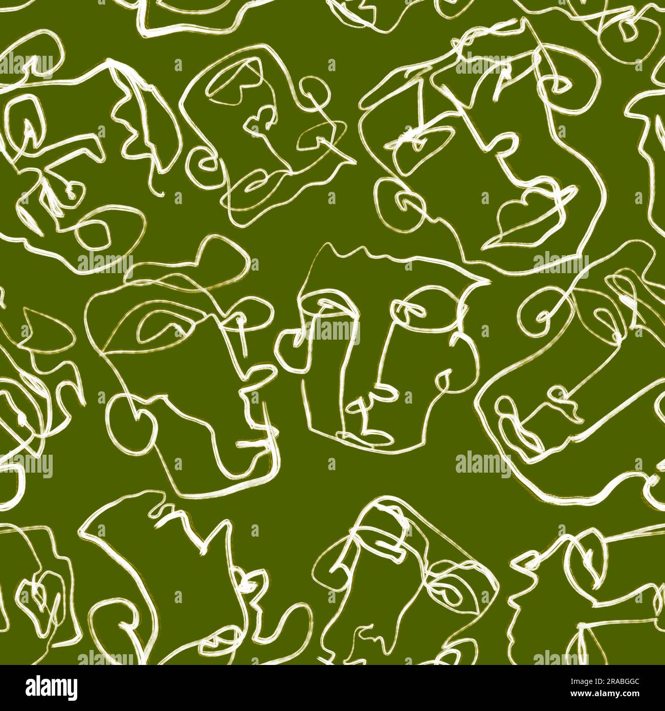 Abstract line art portraits seamless faces pattern for wallpaper and ...