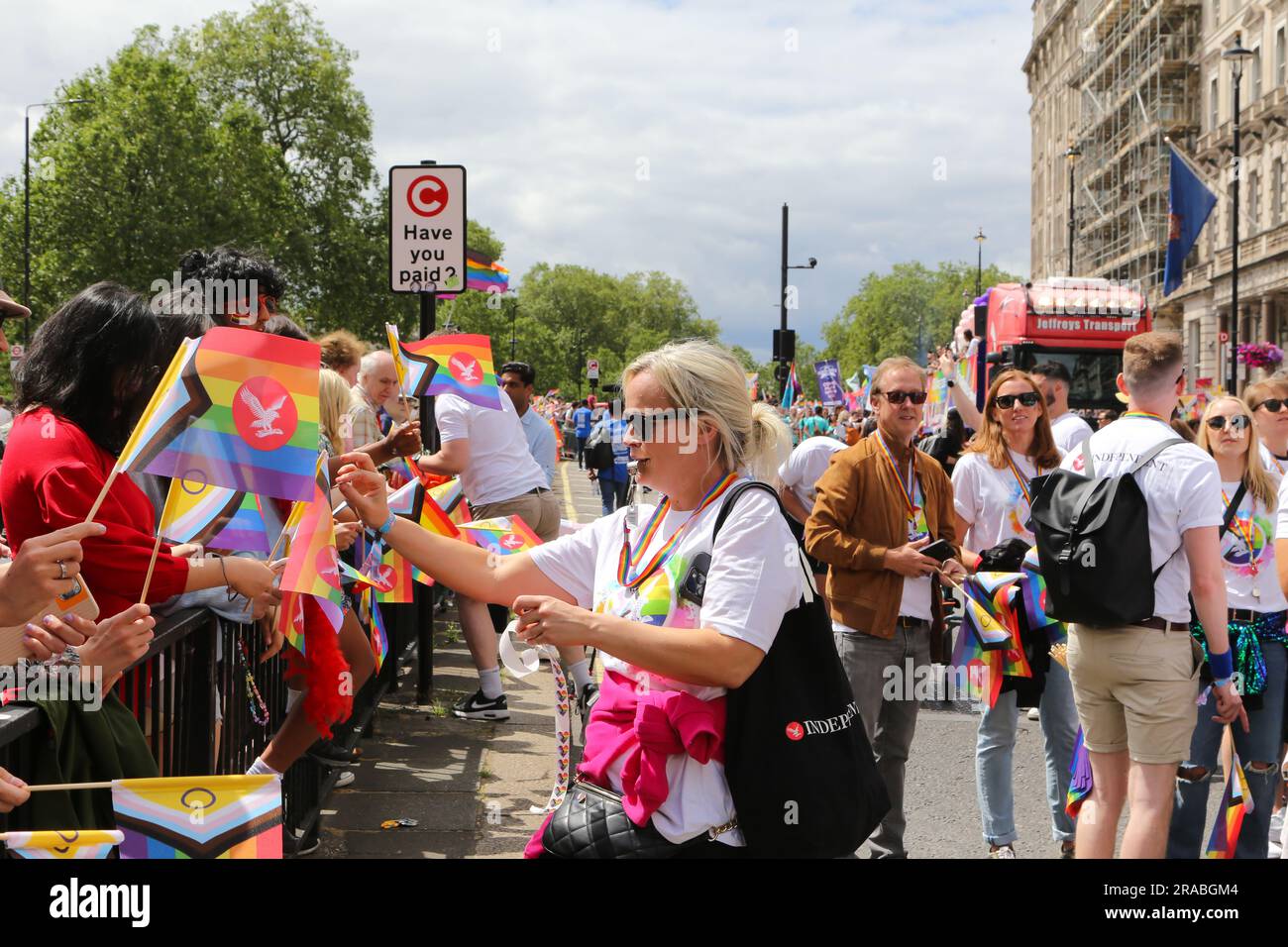 The Independent marching in Pride In London Parade- July 1st 2023 Stock ...