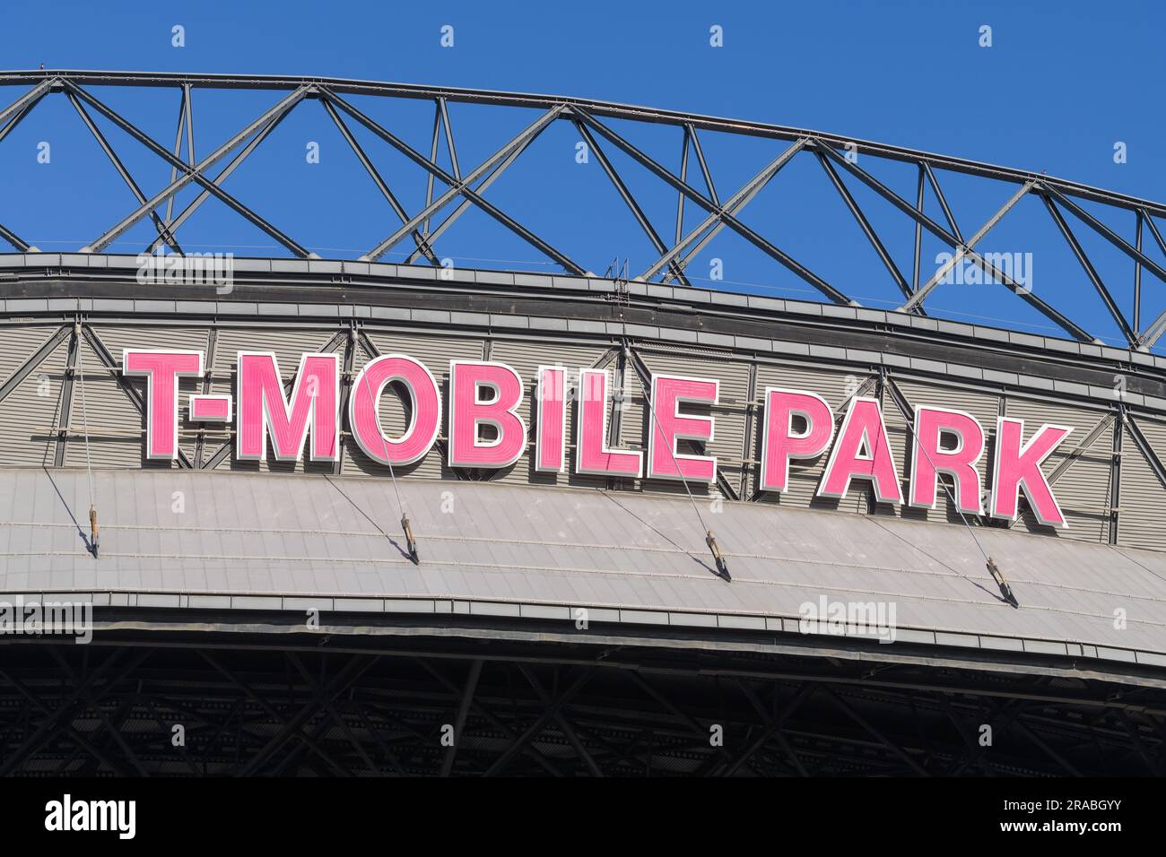 Seattle - July 02, 2023; Detal of T Mobile Park baseball stadium sign ...