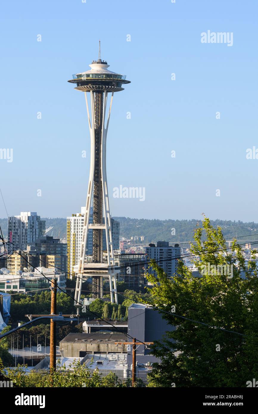 Seattle - July 02, 2023; Seattle Space Needle Landmark full view on ...