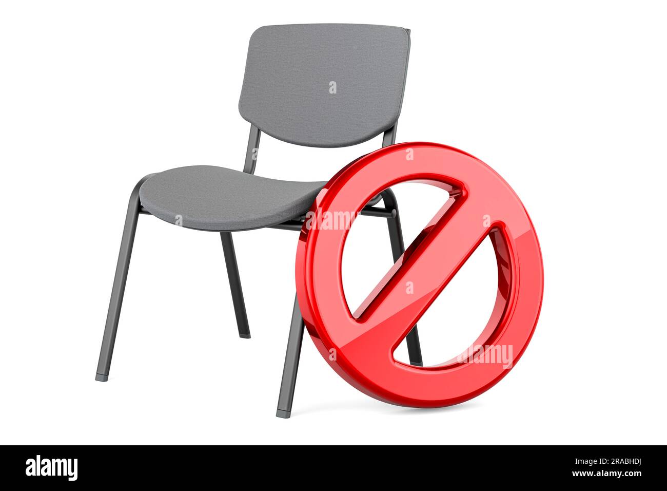 Office Chair with prohibition sign. 3D rendering isolated on white ...