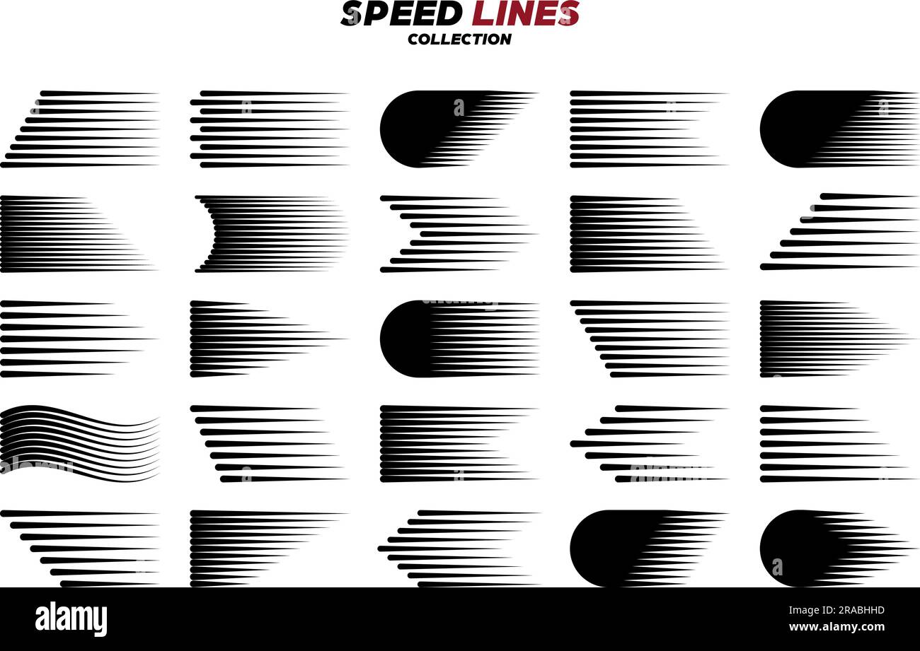 Black cartoon or comic speed lines with round corners. Simple line with ...