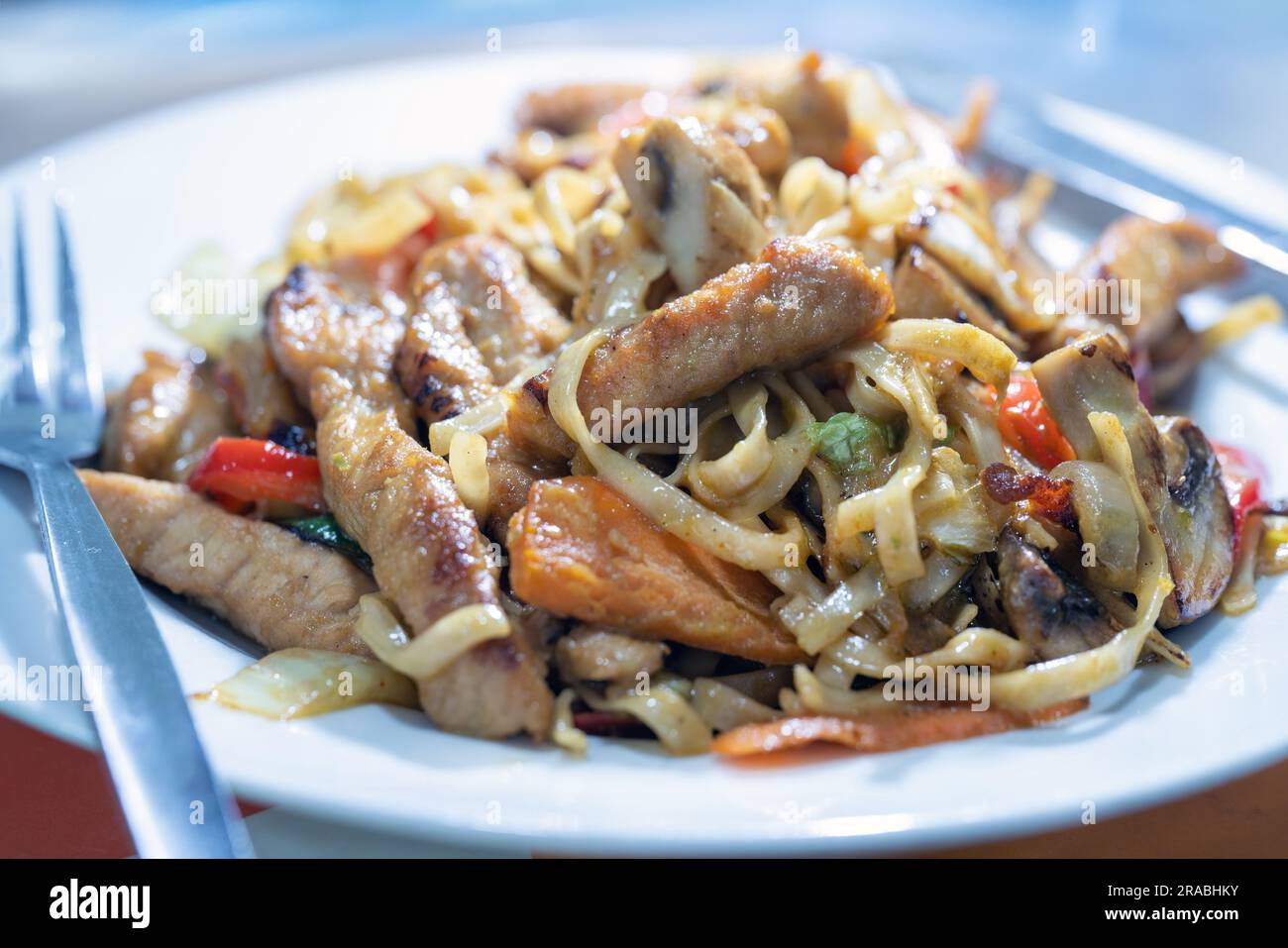 Noodles with pork, cabbage, mushrooms and other vegetables - Chinese ...