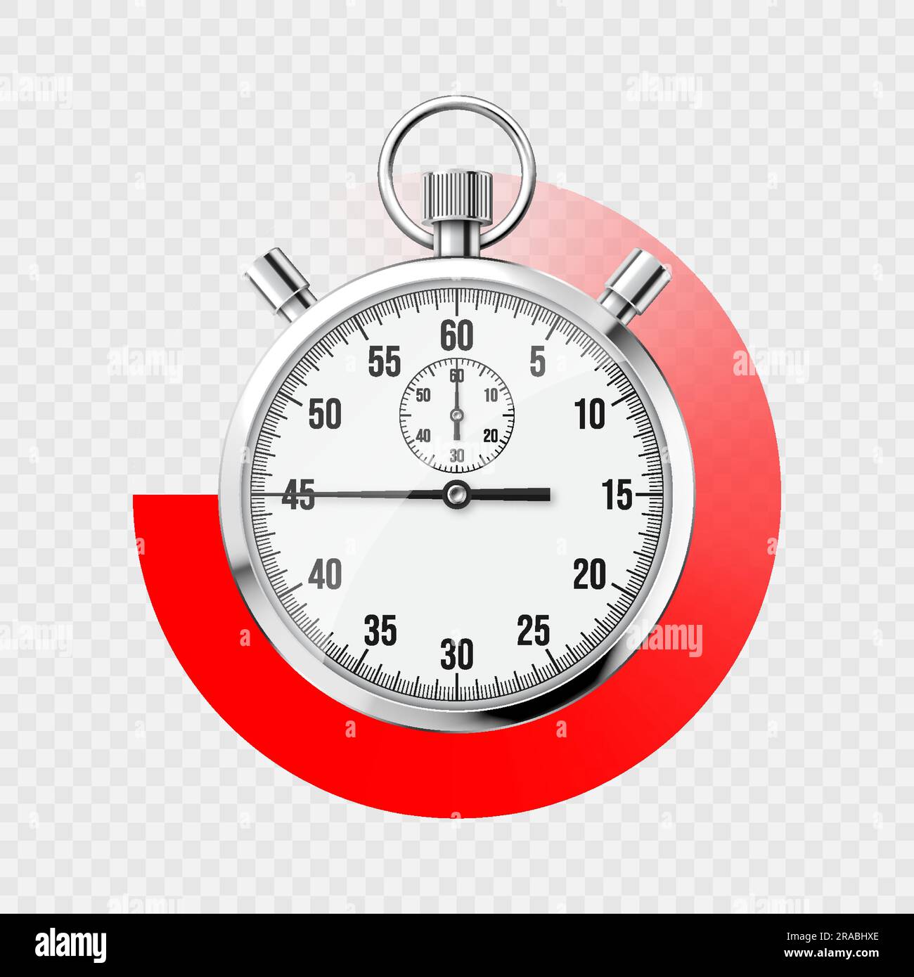 Realistic classic stopwatch. Shiny metal chronometer, time counter with ...