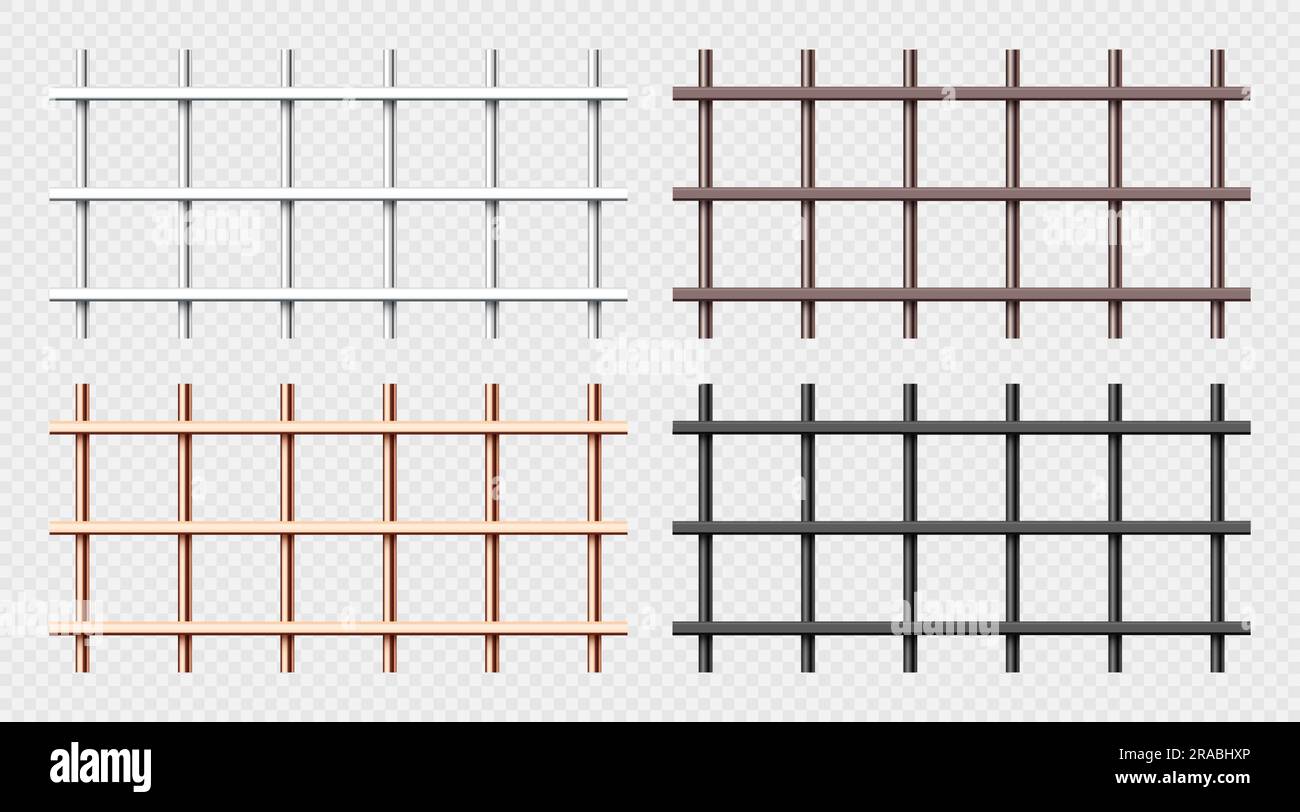 Various shiny metal prison bars collection. Realistic detailed jail ...