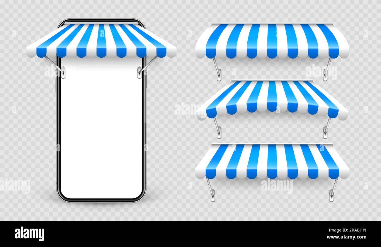 Smartphone with shop sunshade and metal mount, online internet shopping ...