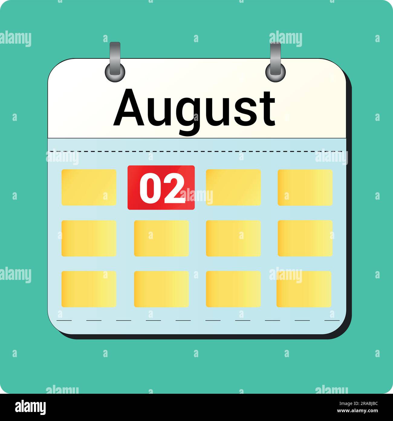 calendar vector drawing, date August 02 on the page Stock Vector Image ...