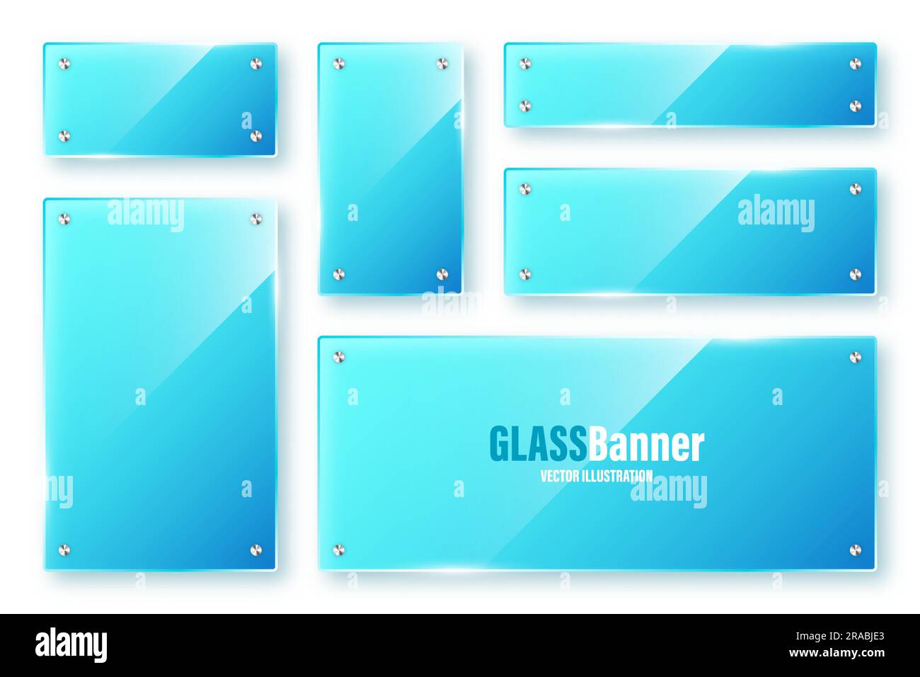Realistic isolated glass frames collection. Blue transparent glass ...