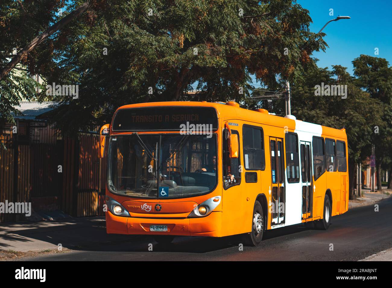 Santiago, Chile - February 27 2023: a public transport Transantiago, or ...